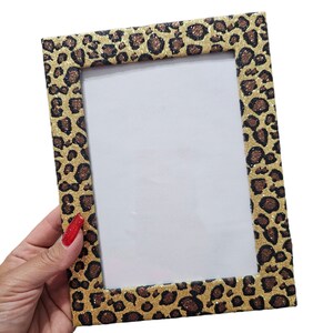 4x6 5x7 Glitter Cheetah Leopard Picture Frame Wrapped...plastic Glass ...
