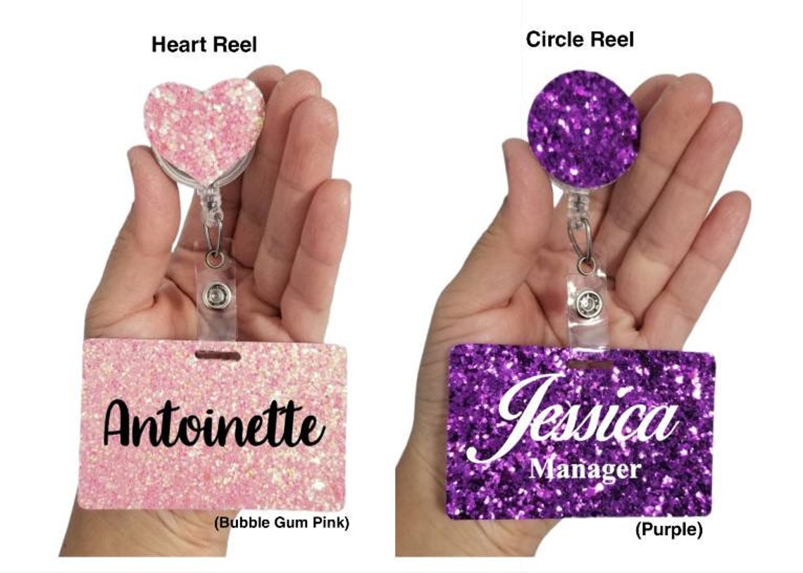 Name Tag Reel Badge Retractable Work ID Card Heart Circle - Etsy