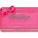 Sparkle Pencil Box Clear Pink Case Makeup Jewelry Holder Personalized ...