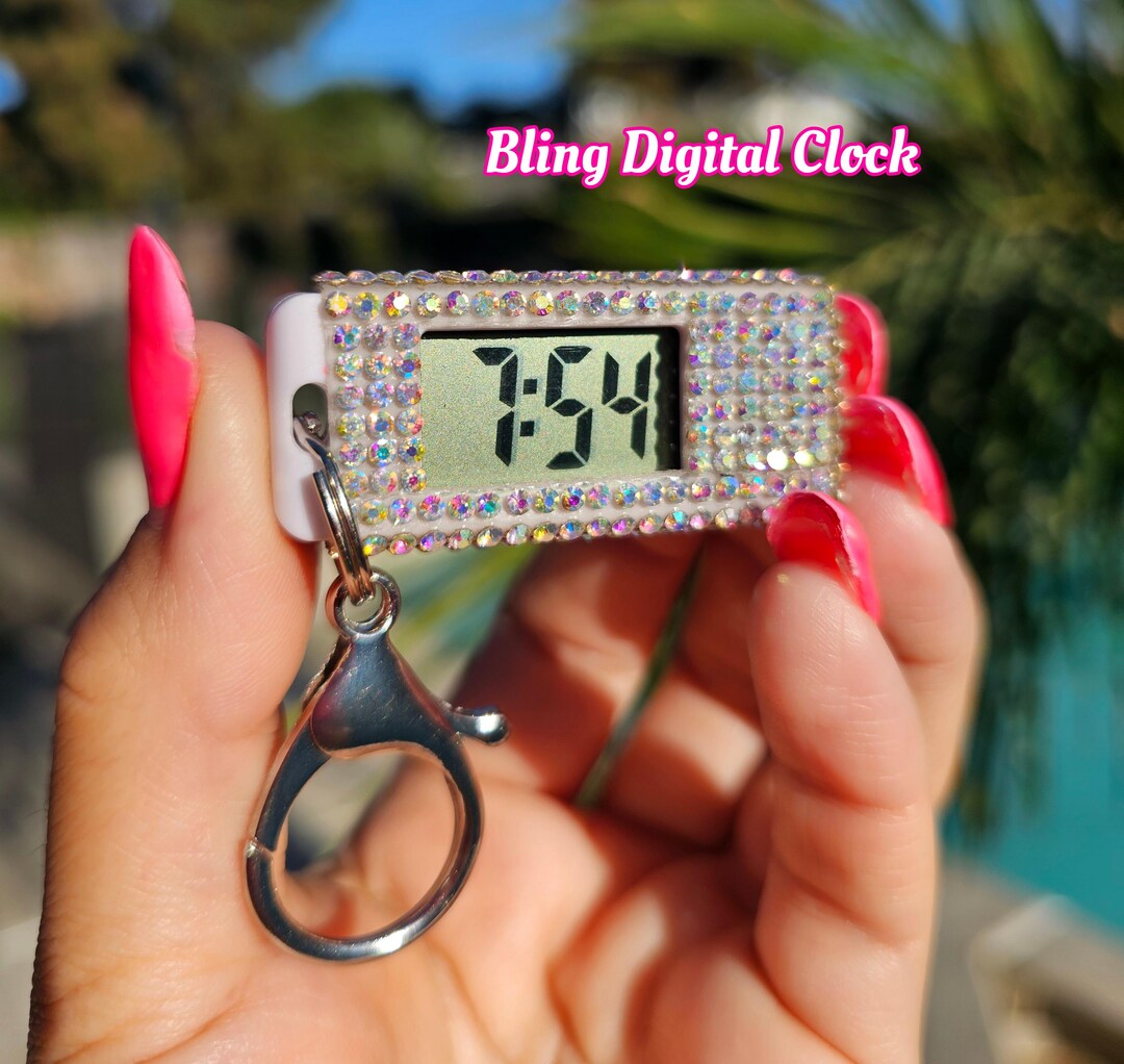 TINY Bling Digital Clock Hook Backpack Work Desk Car Watch Work Office ...