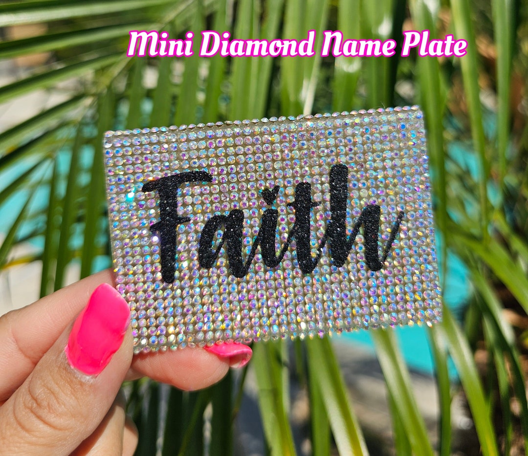 3x2 Mini Diamond Name Plate Standing Rhinestone Crystal Sparkle Desk ...
