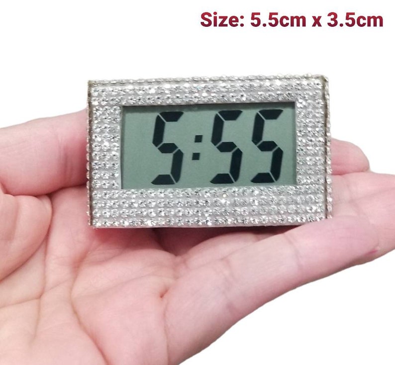 Mini Bling Digital Clock Standing Work Desk Decor Car Watch Work Office ...
