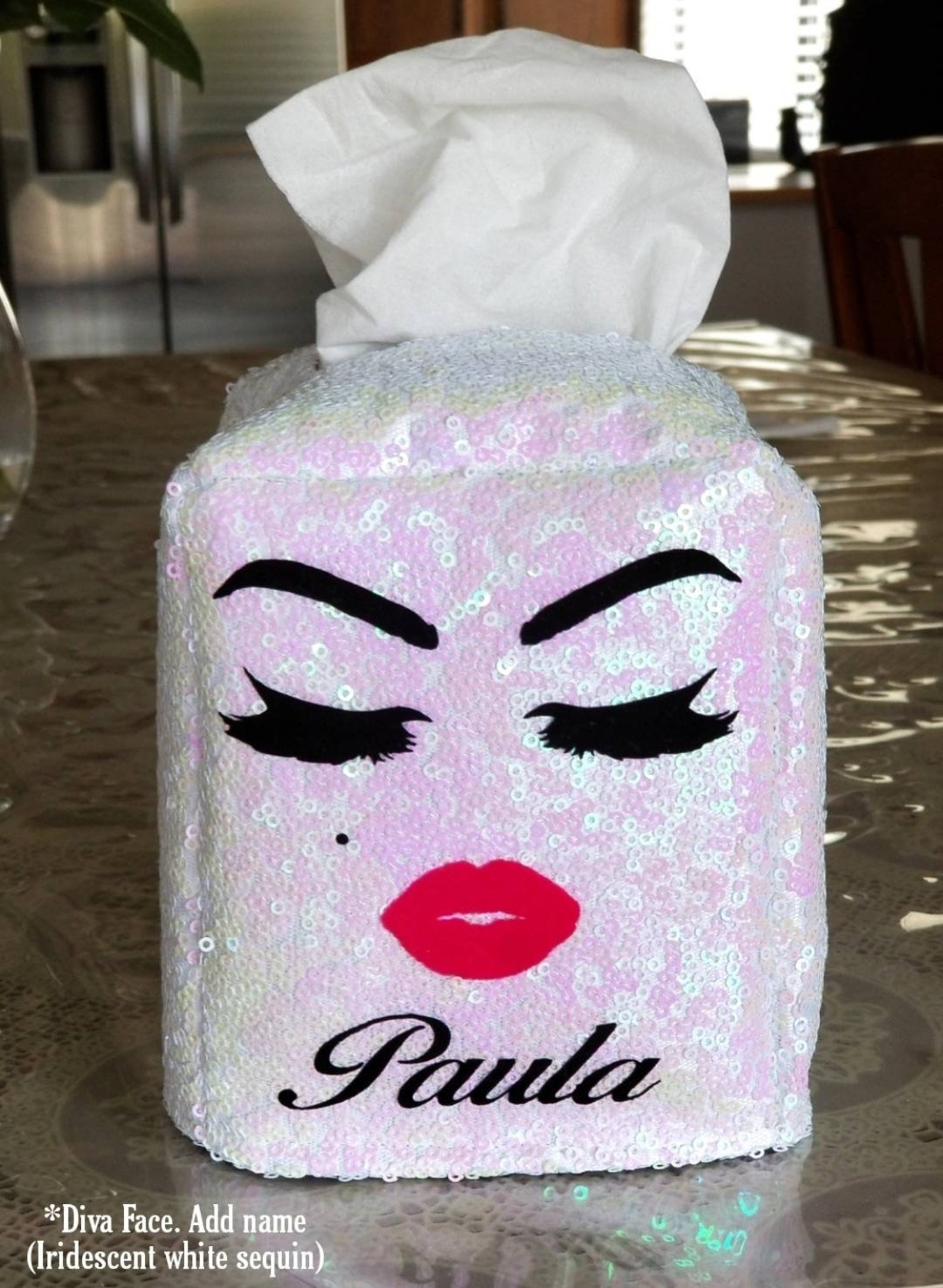 Custom Sequin Tissue Box Cover Home Room Desk Work Salon Bling - Etsy