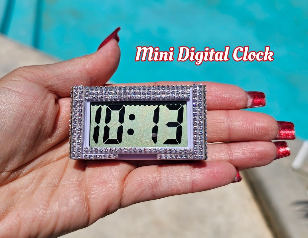 Mini Bling Digital Clock Wall Standing Work Desk Decor Car Watch Work ...