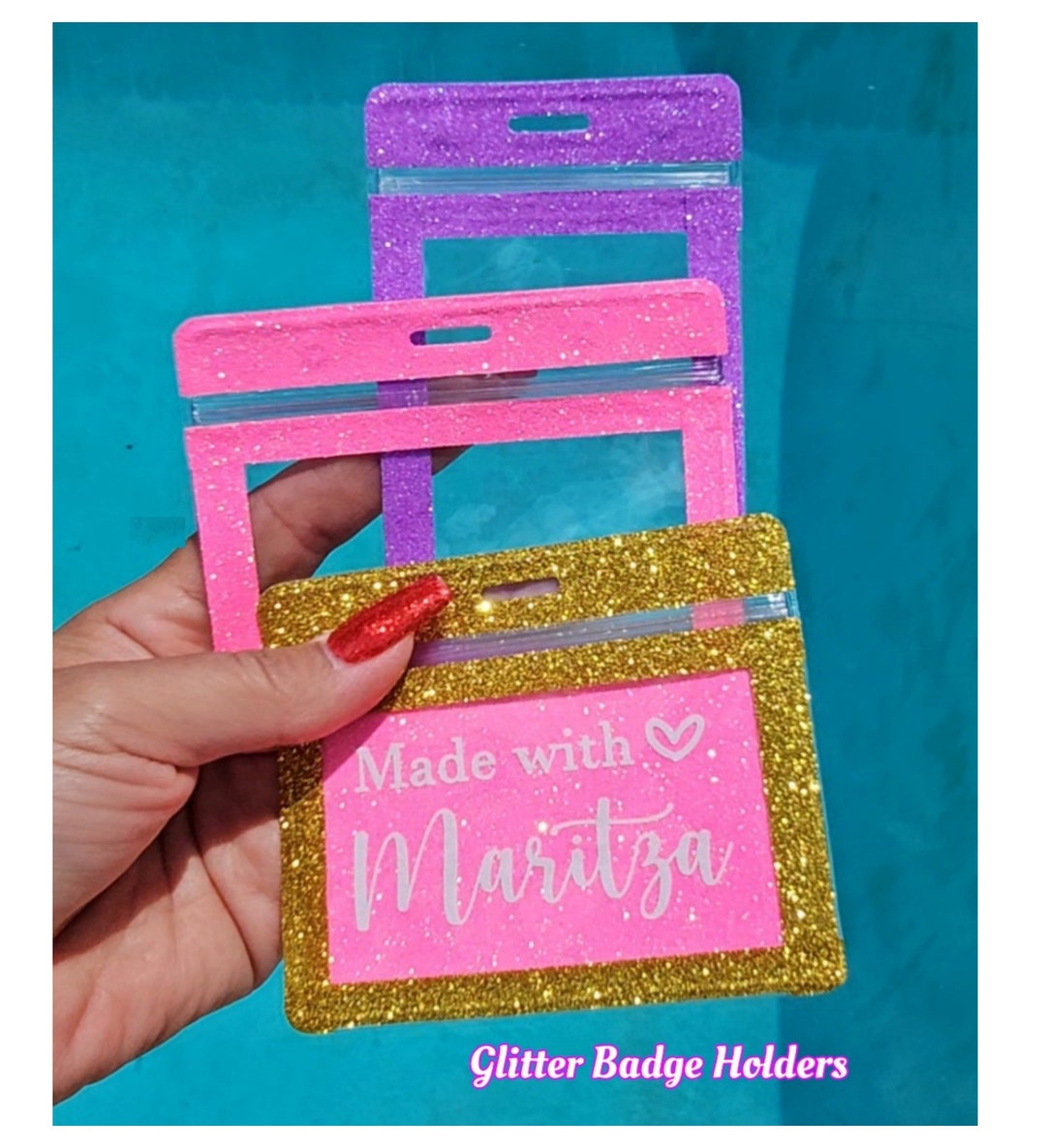Vertical Horizontal ID Badge Holder Glitter Top Card Business Amusement ...