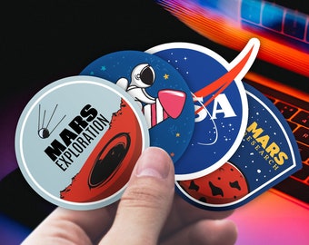 Space patch laptop sticker pack of 4 quality vinyl sticker. | Etsy