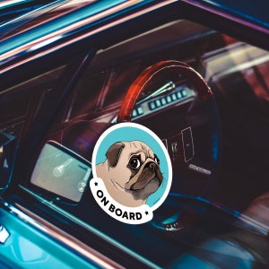 Pug on Board Car Window Sticker for Women. Pug Car Sticker is - Etsy
