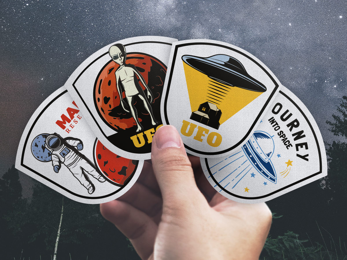 Space UFO reflective sticker pack of 4 vinyl decals 2.3 | Etsy