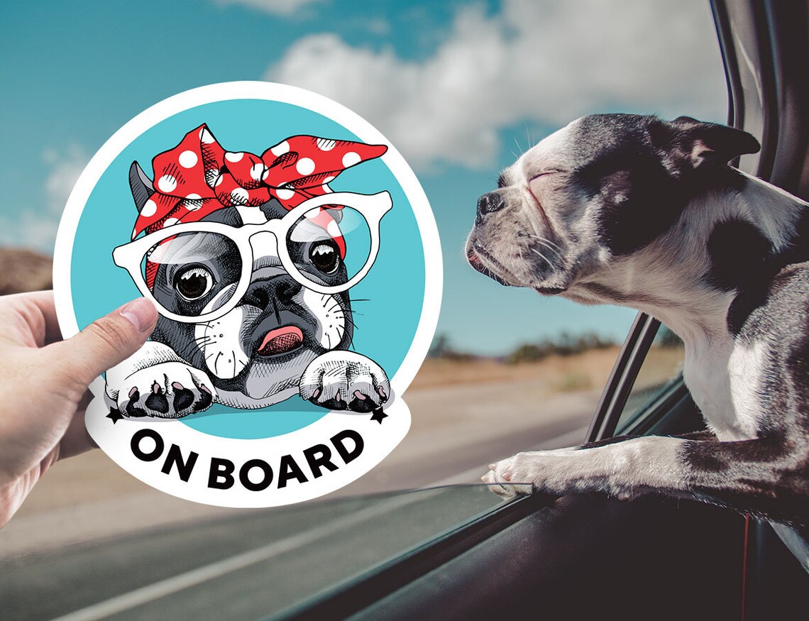French bulldog on board car window sticker for women. Boston | Etsy