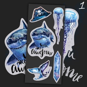 Reflective Bike Sticker Pack watercolor Blue Shark 4x8 - Etsy