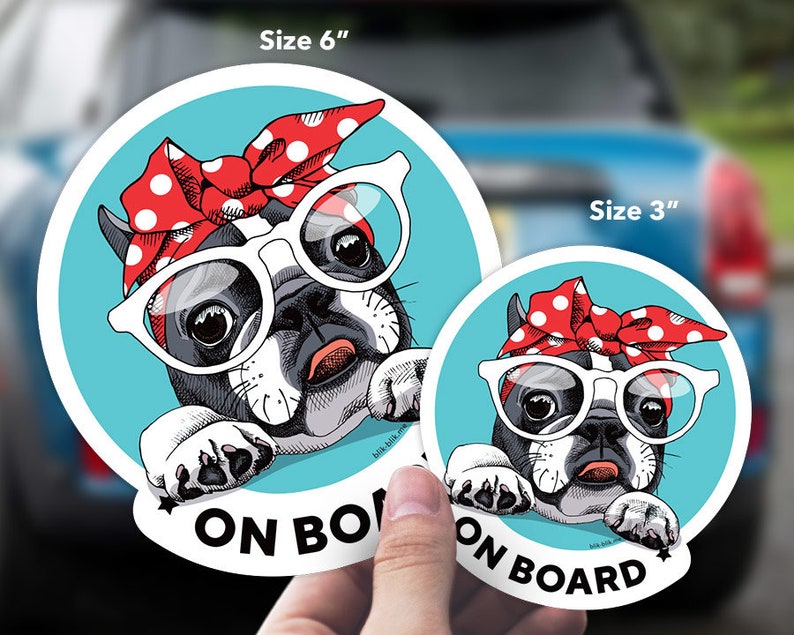 French Bulldog on Board Car Window Sticker for Women. Boston | Etsy