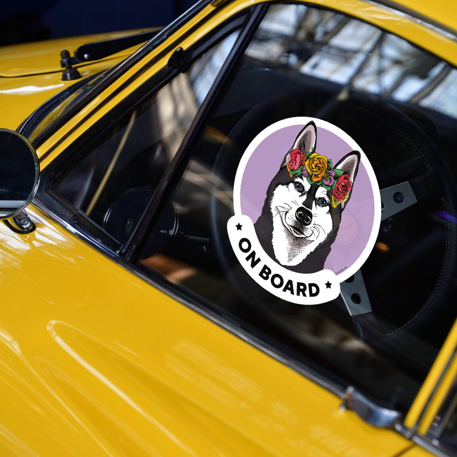 Siberian Husky on Board Car Window Sticker for Women. Husky | Etsy