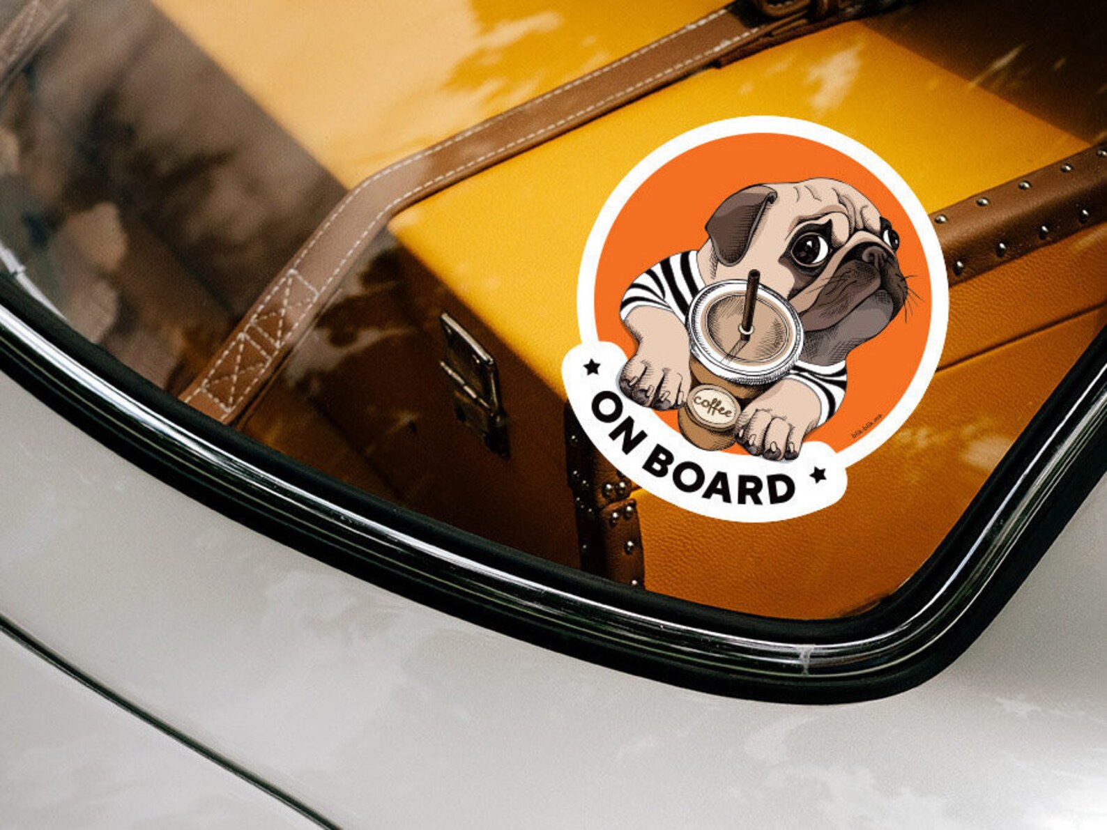 Pug on Board Car Window Sticker for Women. Pug Car Sticker is - Etsy