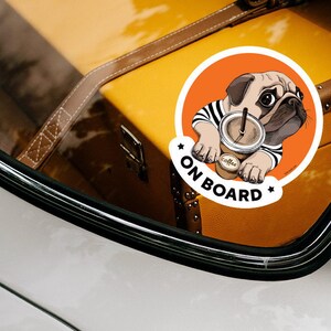 Pug on Board Car Window Sticker for Women. Pug Car Sticker is - Etsy