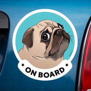Pug on Board Car Window Sticker for Women. Pug Car Sticker is - Etsy
