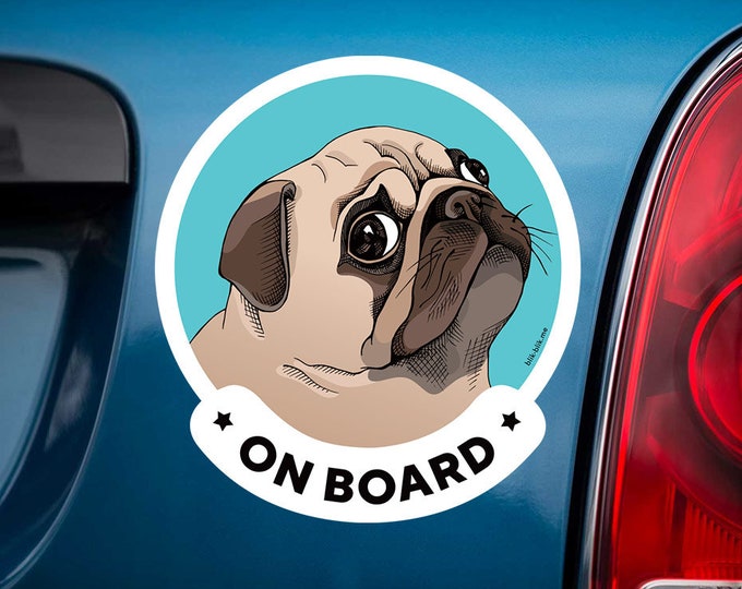 Pug on Board Car Window Sticker for Women. Pug Car Sticker is Best ...