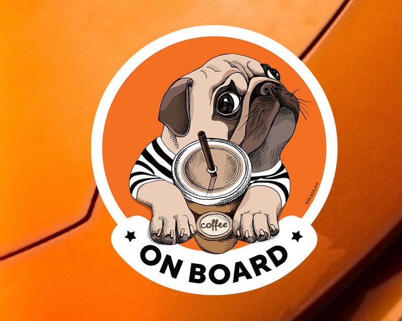 Pug on board car window sticker for women. Pug car sticker is | Etsy
