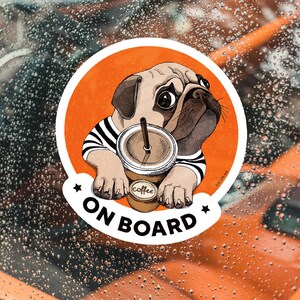 Pug on Board Car Window Sticker for Women. Pug Car Sticker is - Etsy