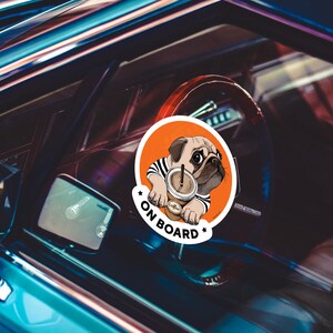 Pug on Board Car Window Sticker for Women. Pug Car Sticker is - Etsy