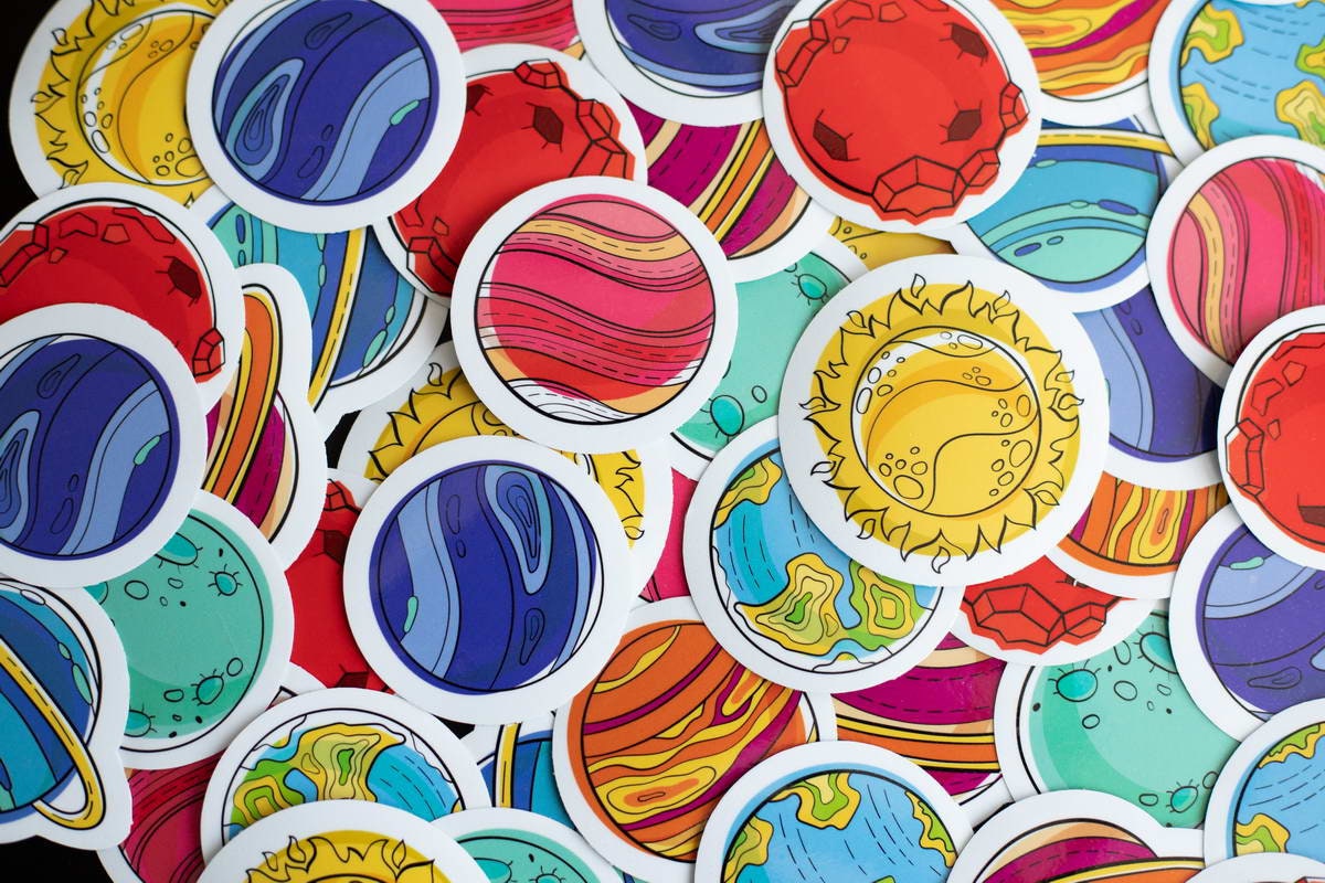 Solar system planets laptop sticker pack of 9 macbook decals. | Etsy