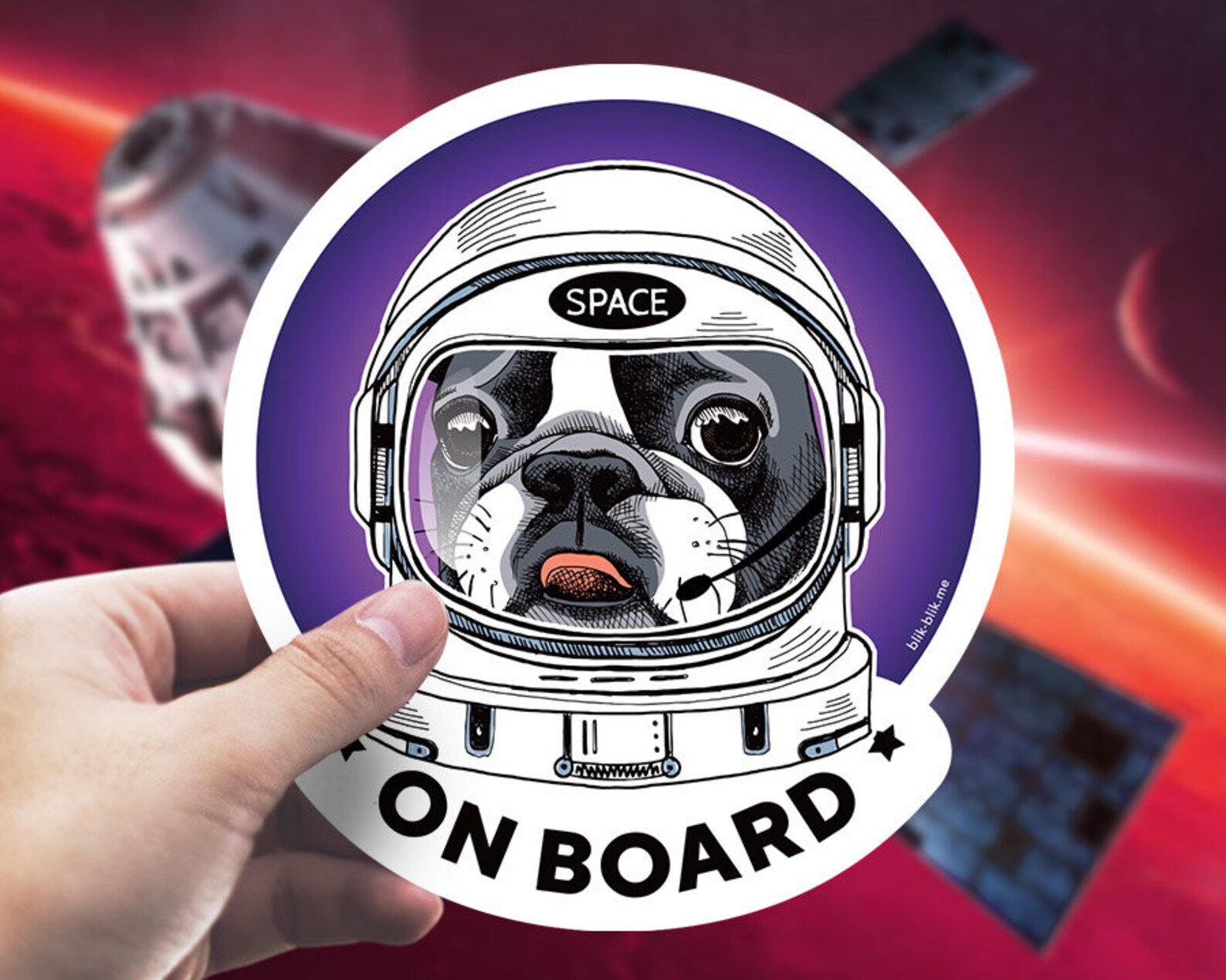 French bulldog on board in Space car window stickers for | Etsy