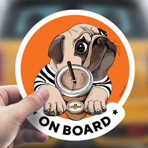 Pug on Board Car Window Sticker for Women. Pug Car Sticker is - Etsy