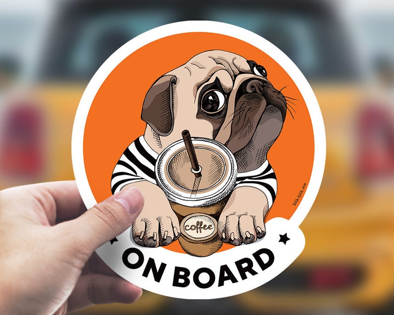 Pug on board car window sticker for women. Pug car sticker is | Etsy