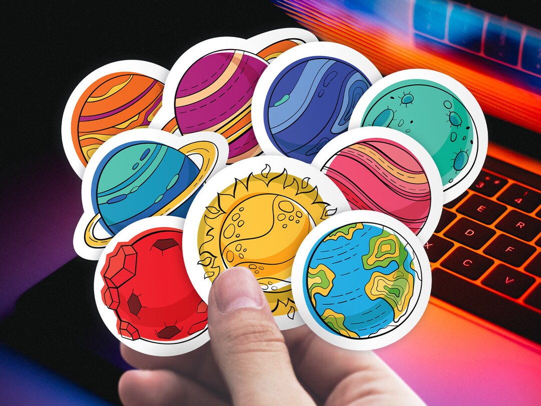 Solar System Planets Laptop Sticker Pack of 9 MacBook Decals. Quality ...