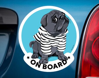 Pug Dog on Board Car Window Sticker Canine Sign Decal V01 - Etsy