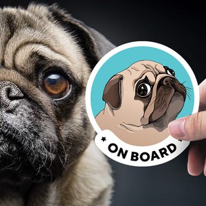 Pug on Board Car Window Sticker for Women. Pug Car Sticker is - Etsy