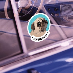 Pug on Board Car Window Sticker for Women. Pug Car Sticker is - Etsy