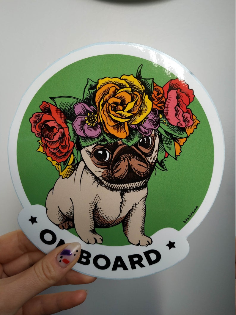 Pug on Board Car Window Sticker Pack for Women. Pug Car | Etsy