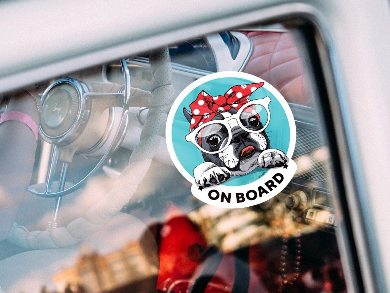 French Bulldog on Board Car Window Sticker for Women. Boston - Etsy