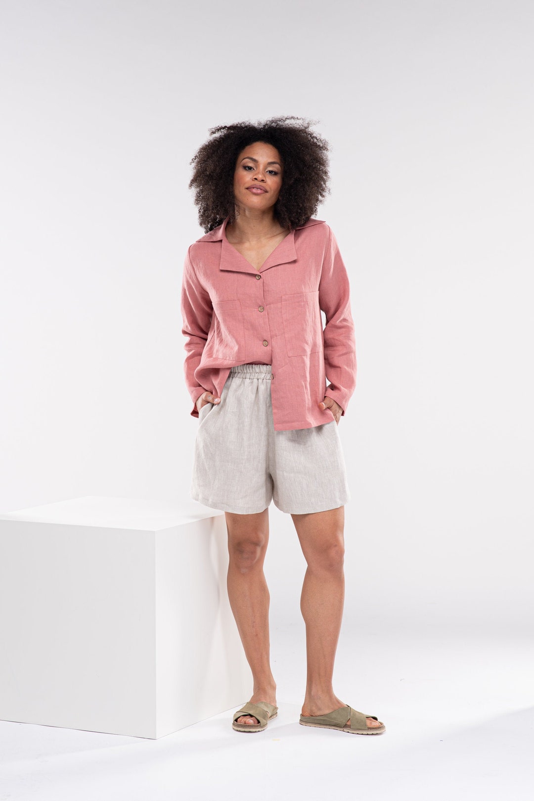 Loose Linen Blouse ERICA / Linen Shirts Women / Plus Size Linen Top - Etsy