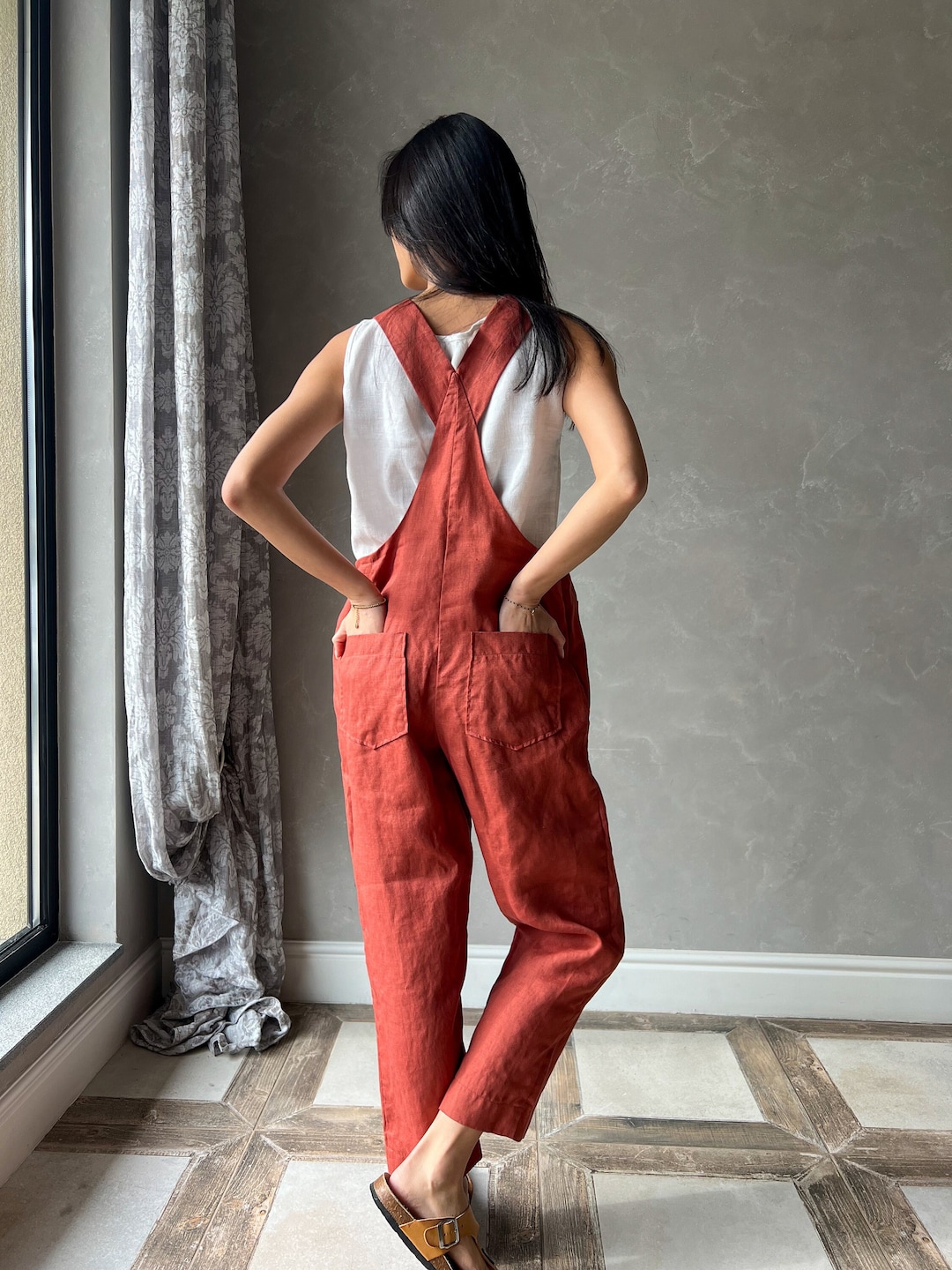 Linen Jumpsuit Women, Linen Dungarees Women, Plus Size Linen Jumpsuit ...