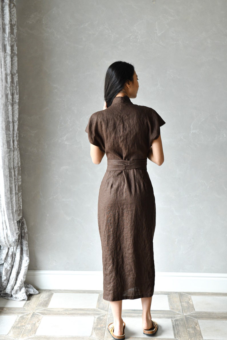 Linen Japanese Kimono Dress Linen Wrap Dress Romantic Linen - Etsy