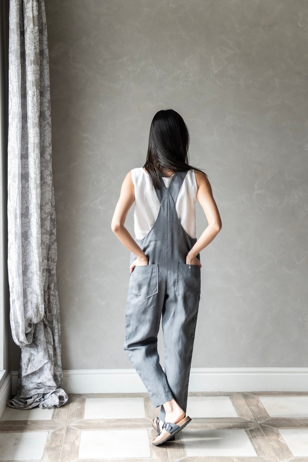 Linen Overalls Women, Linen Jumpsuit Dungaree, Sleeveless Summer ...