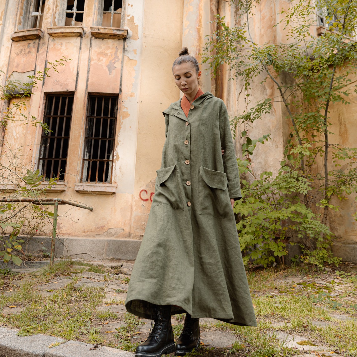 Linen Cloak With Hood / Linen Hooded Cape / Linen Cardigan | Etsy UK