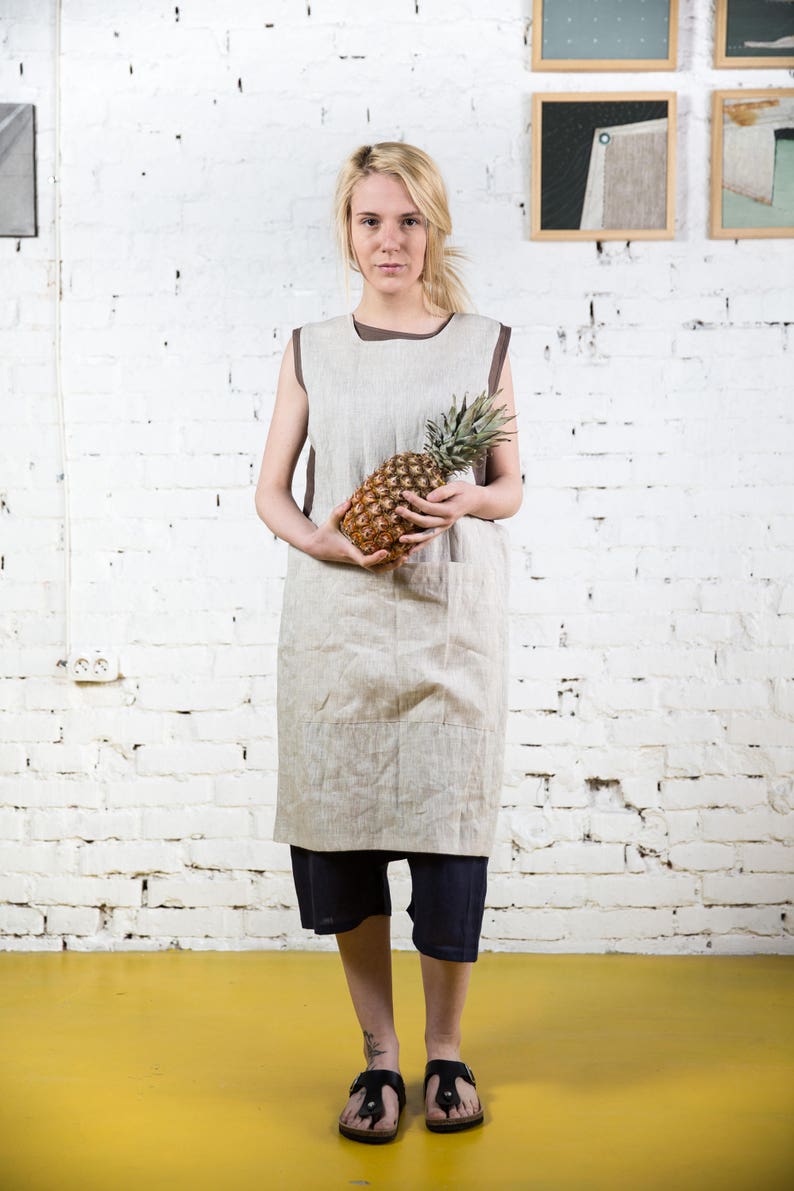 Japanese Apron Long Pinafore Apron Linen Pinafore Apron - Etsy