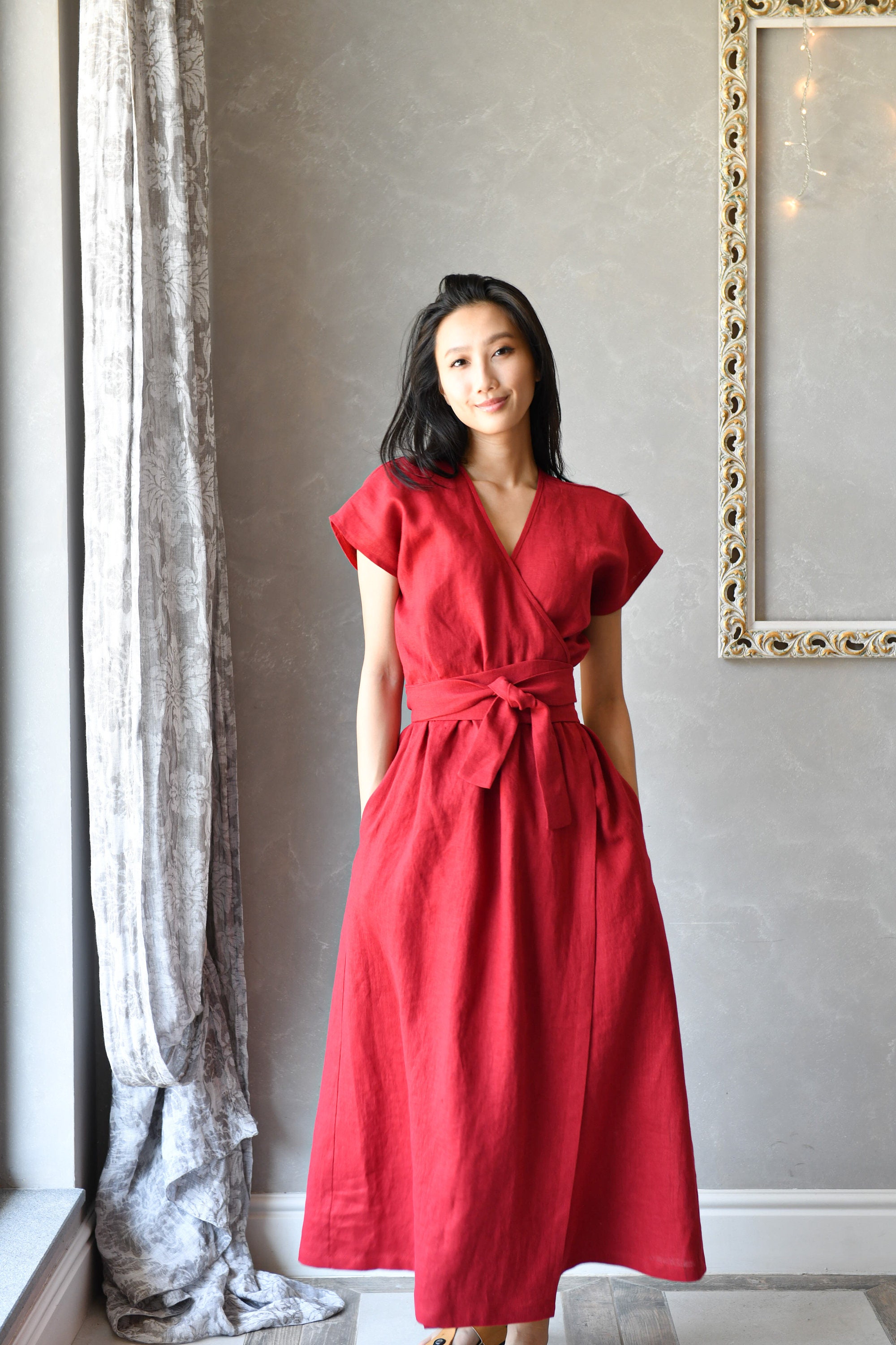 Linen Wrap Dress Summer Linen Dress Linen Dress Women Flax Etsy