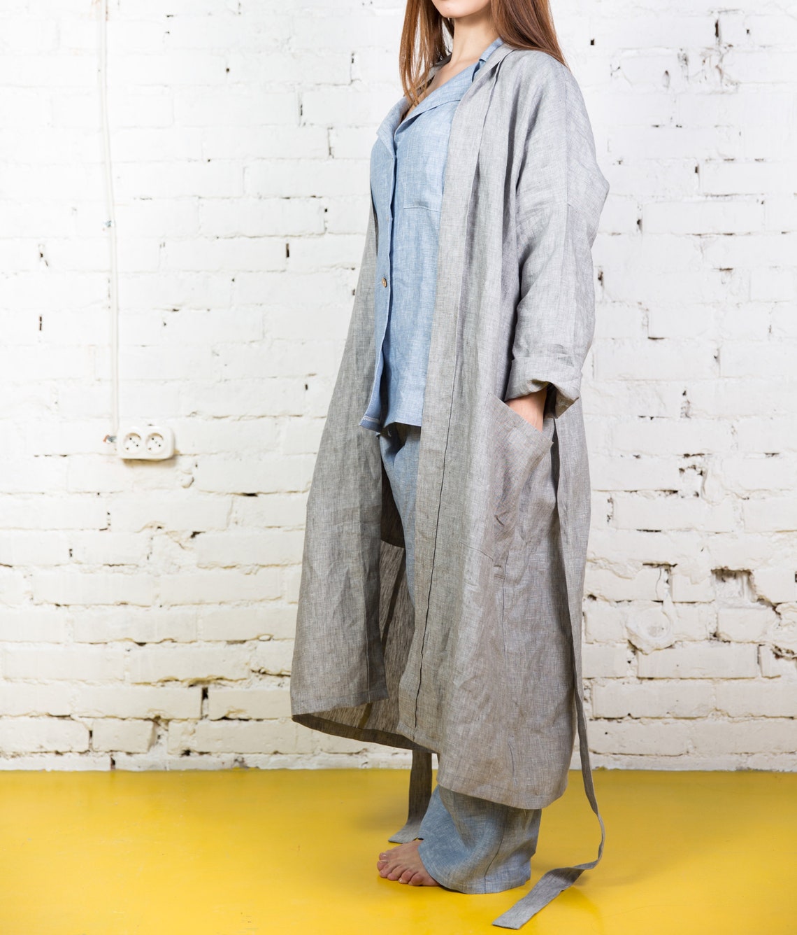 Linen Bathrobe Linen Robe Bath Robe Long Linen Robe Woman | Etsy