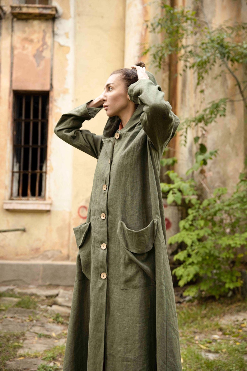 Linen Cloak With Hood Linen Hooded Cape Linen Cardigan Coat - Etsy