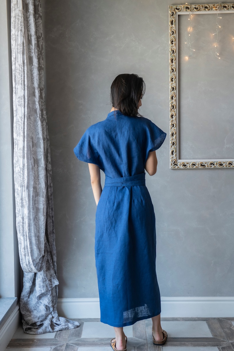 Linen Japanese Dress Linen Wrap Dress Summer Linen Dress - Etsy