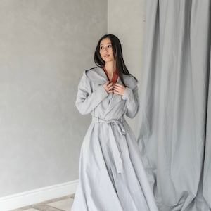 Hooded Linen Jacket Women, Long Linen Cloak, Maxi Linen Coat, Linen ...