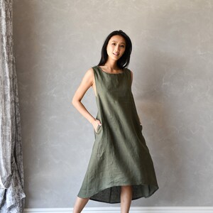 Linen Racer Back Dress, Linen Summer Dress, Sleeveless Linen Dress ...
