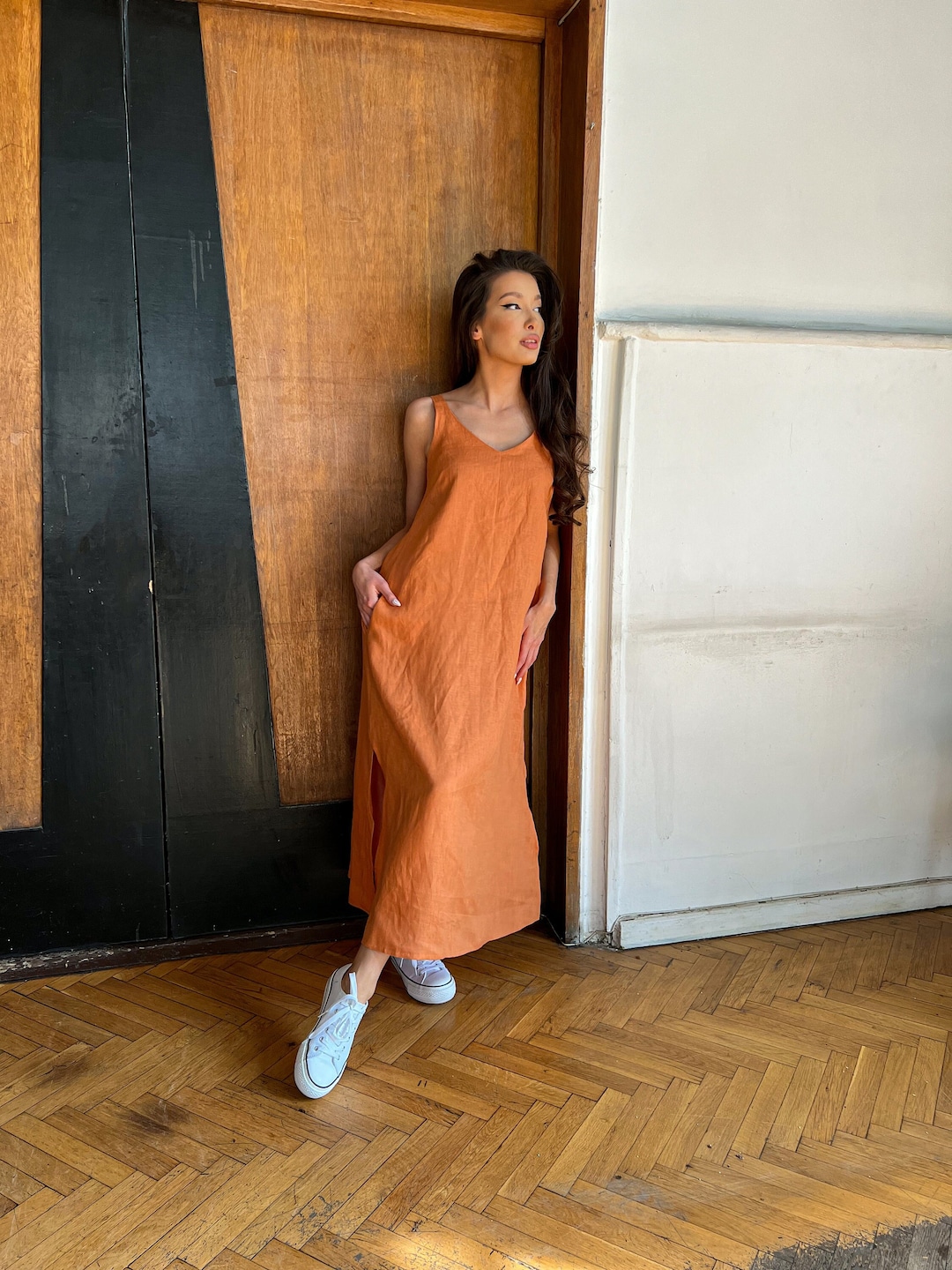 Linen Slip Dress, Summer Linen Dress, Sleeveless Linen Dress With ...