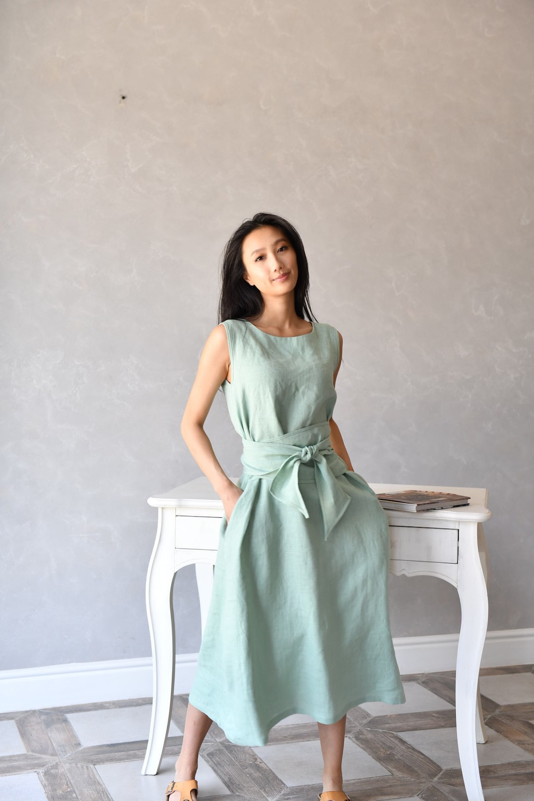 Linen Wrap Dress, Linen Summer Dress, Linen Multiway Dress, Sleeveless ...