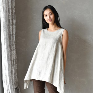 Linen Tunic Top, Linen Sleeveless Top, Summer Tunic, Linen Tank Top ...