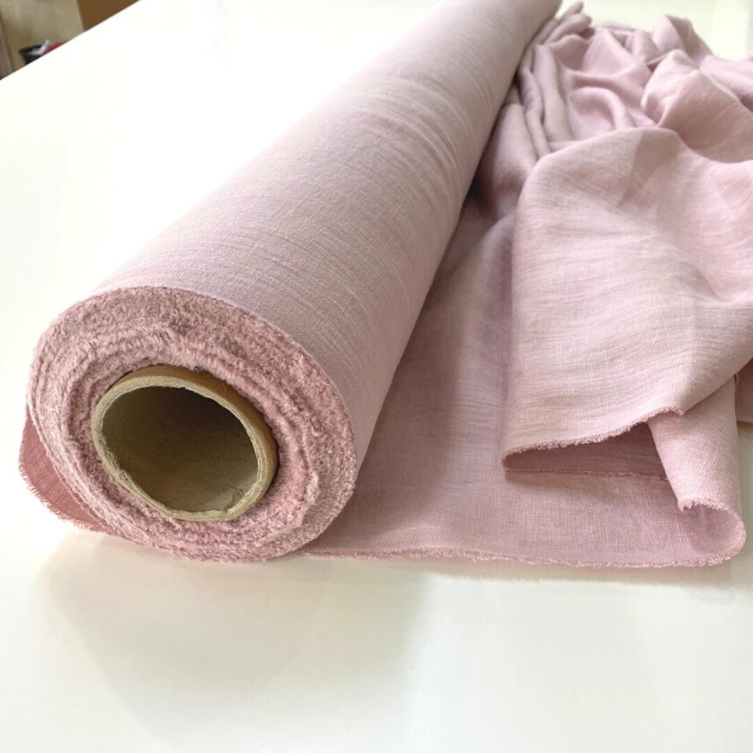 ASHES OF ROSE Linen Fabric by Meter / Natural Linen Fabric/ European ...