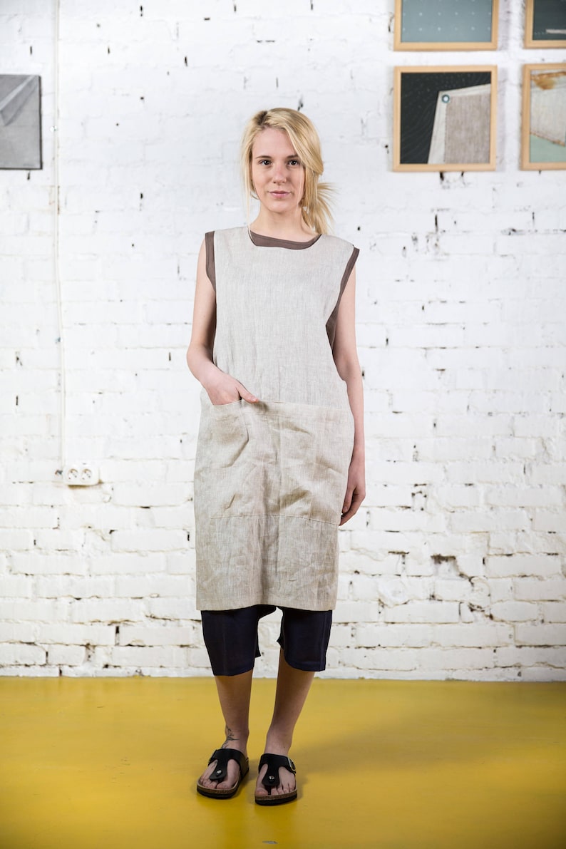 Japanese Apron Long Pinafore Apron Linen Pinafore Apron - Etsy